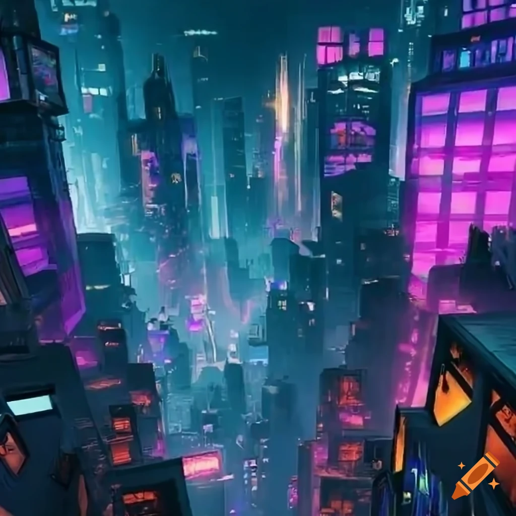 Cyberpunk rooftop edge on Craiyon