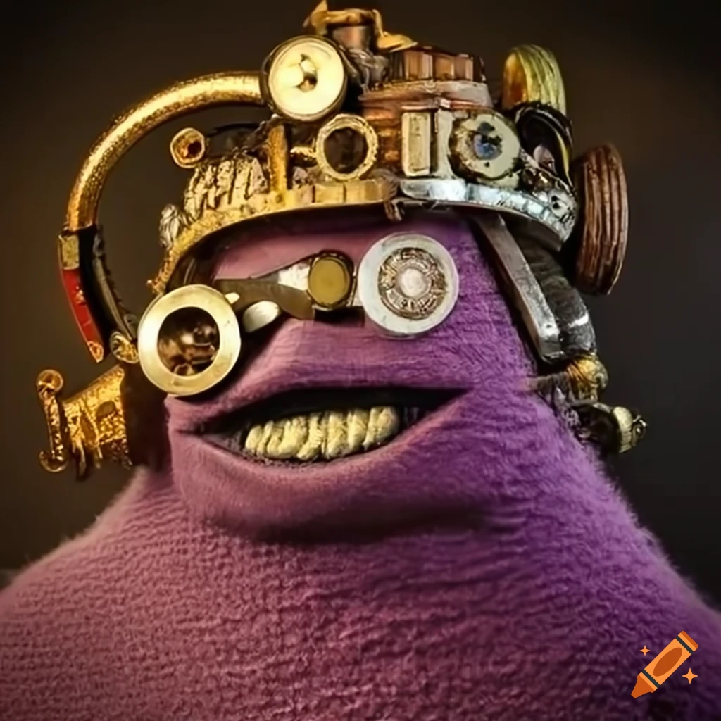 Steampunk version of grimace character on Craiyon