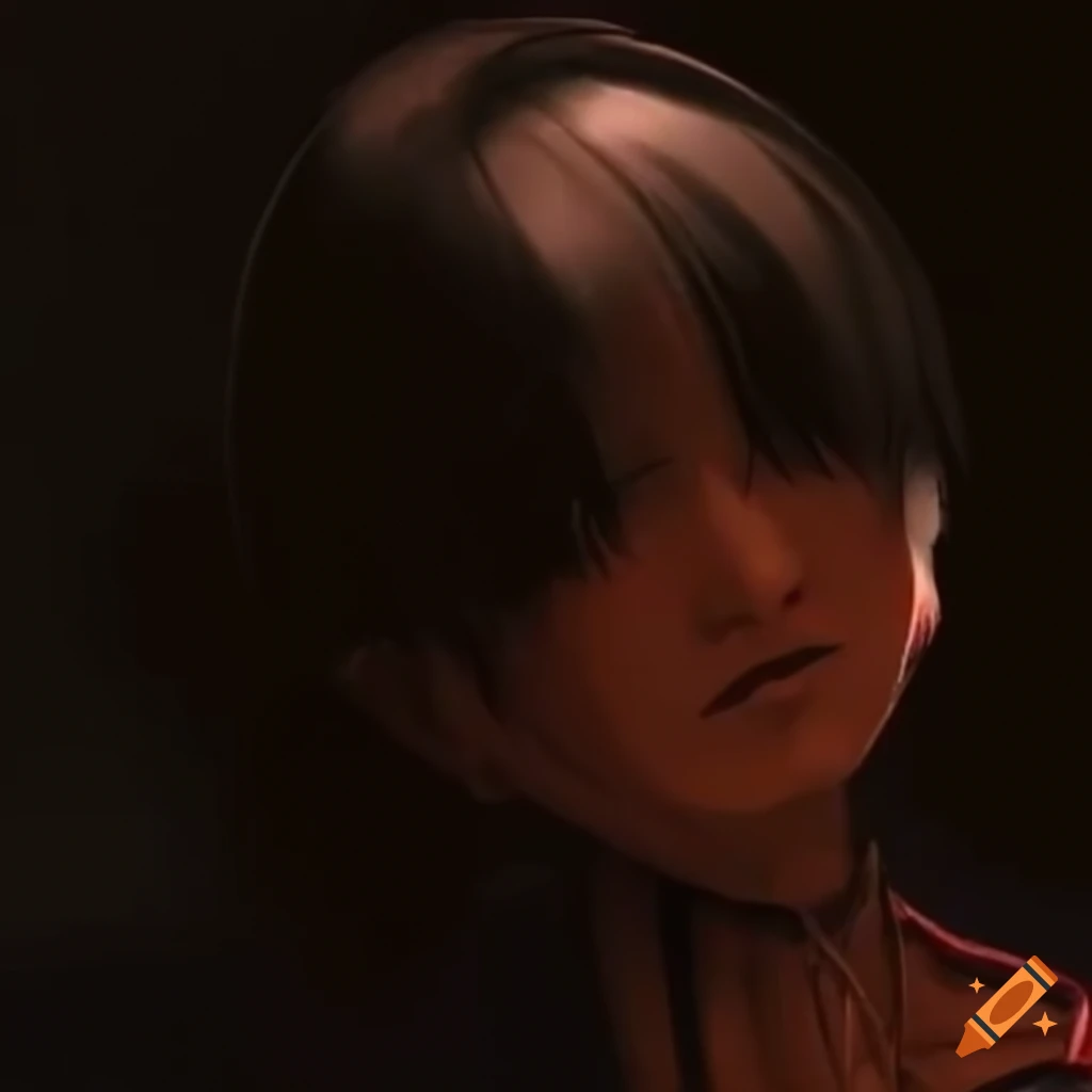 Black eye, troubled expression, hand, darkness on Craiyon