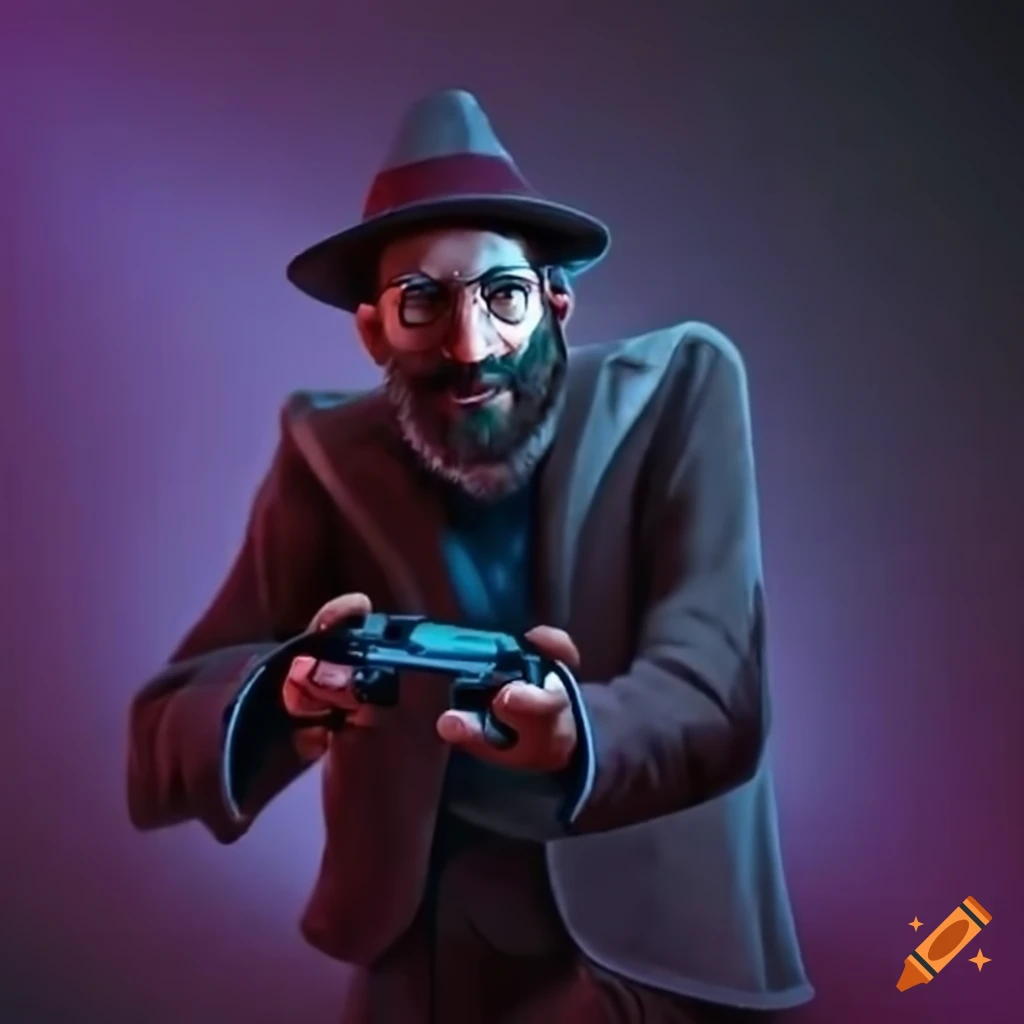 Jewish man playing video games on Craiyon