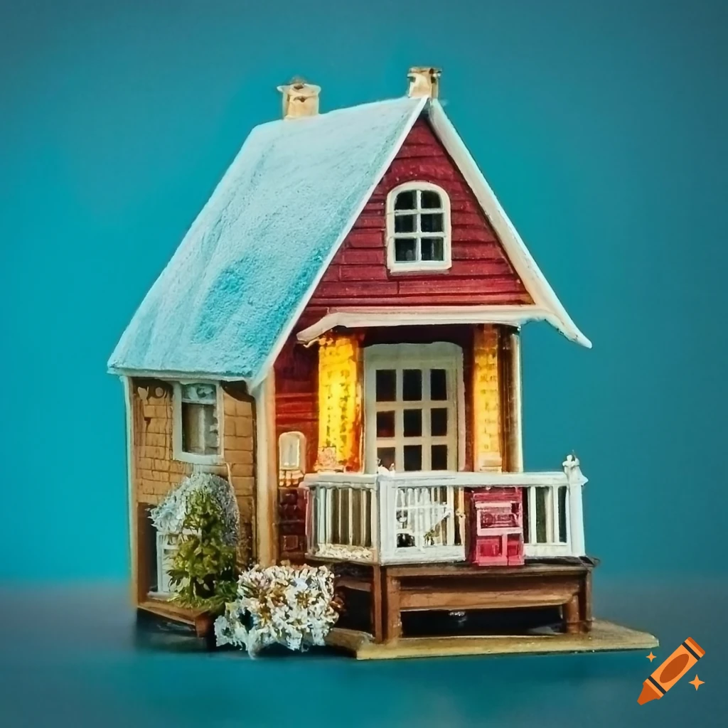 Miniature old-fashioned doll house diorama on Craiyon