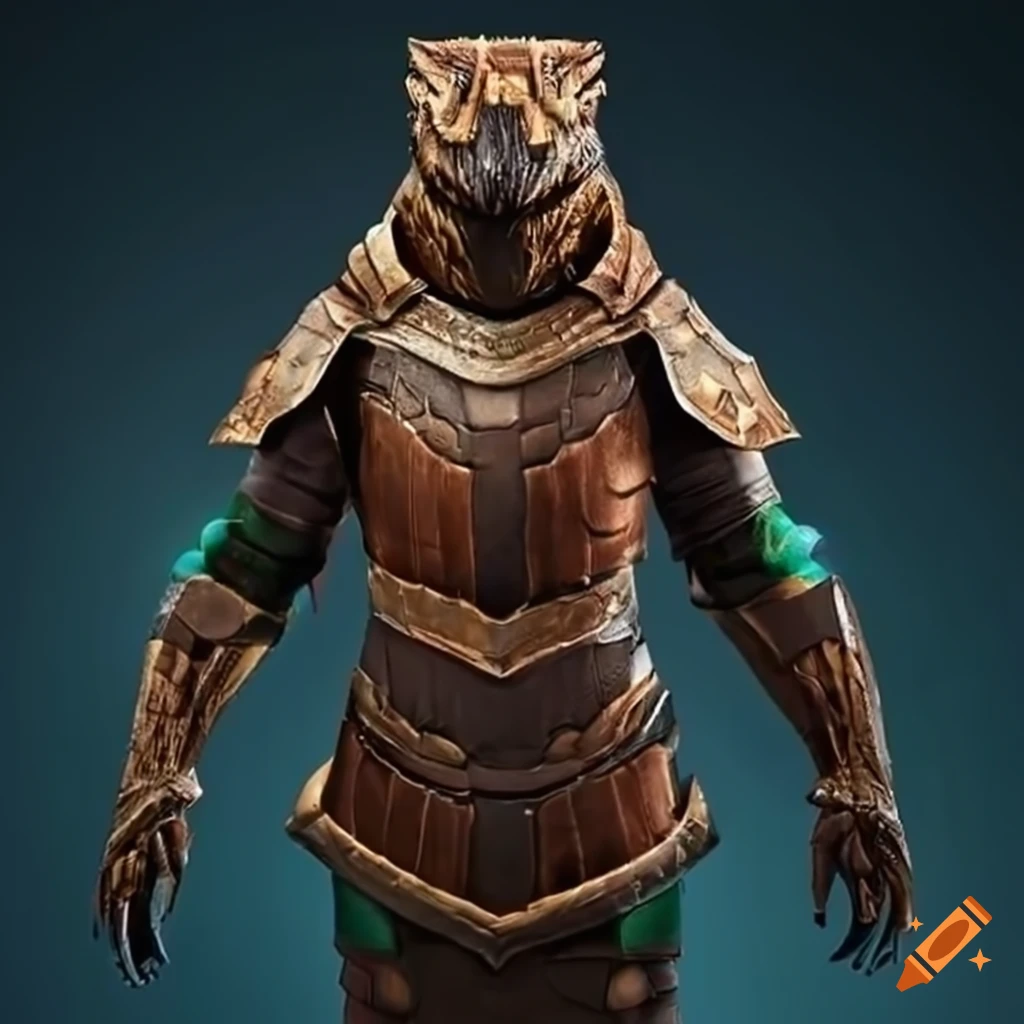 Detailed raptor-inspired hide armor design on Craiyon