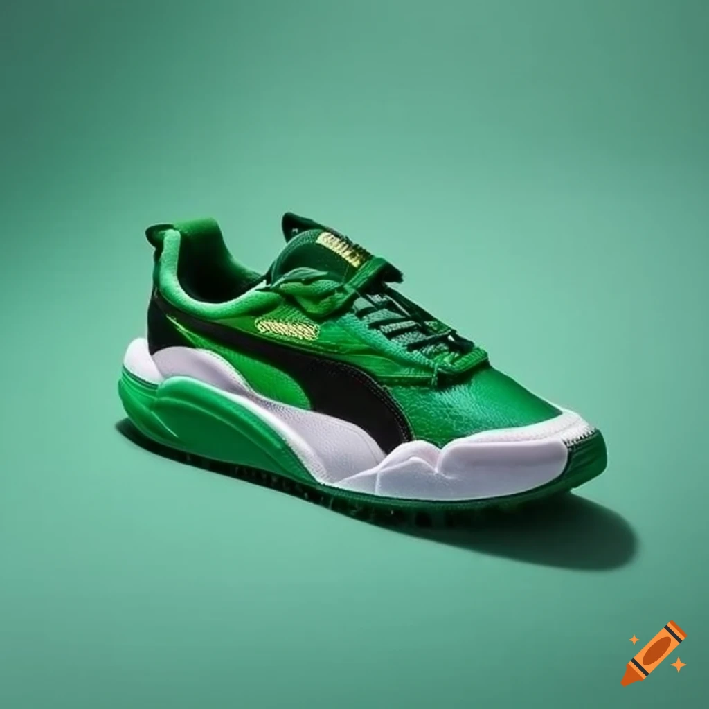 Green puma brand sneakers on Craiyon