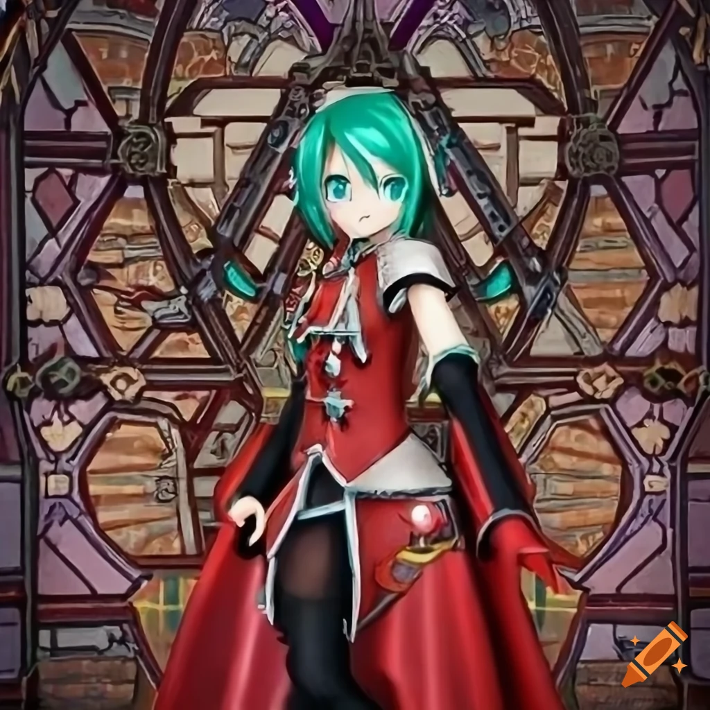 Hatsune Miku as a Warhammer 40k Tech-priest Explorator in red robes and ...
