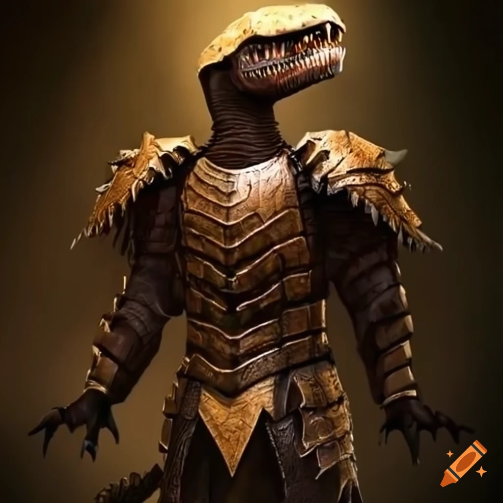 Detailed raptor dinosaur inspired hide armor design on Craiyon