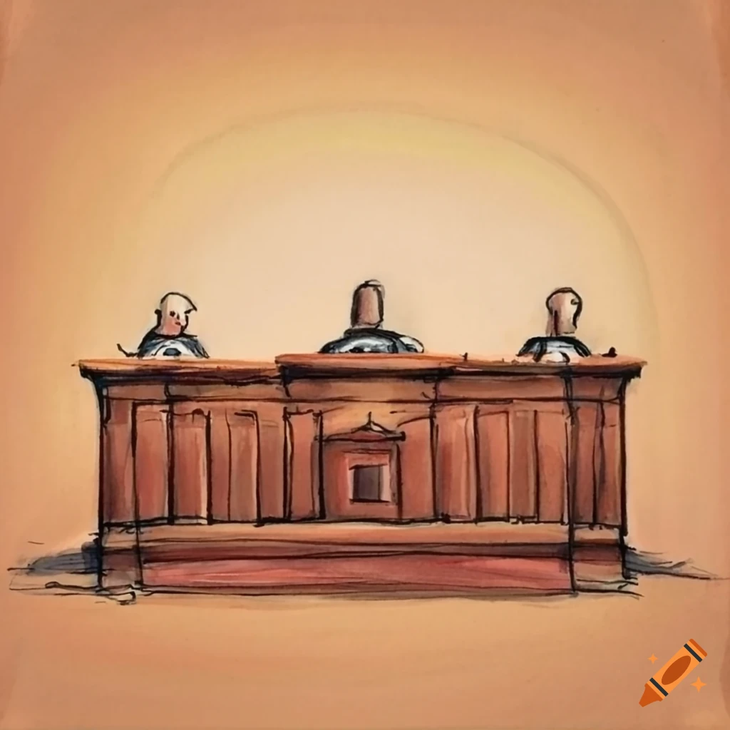 Empty courtroom pencil sketch on Craiyon