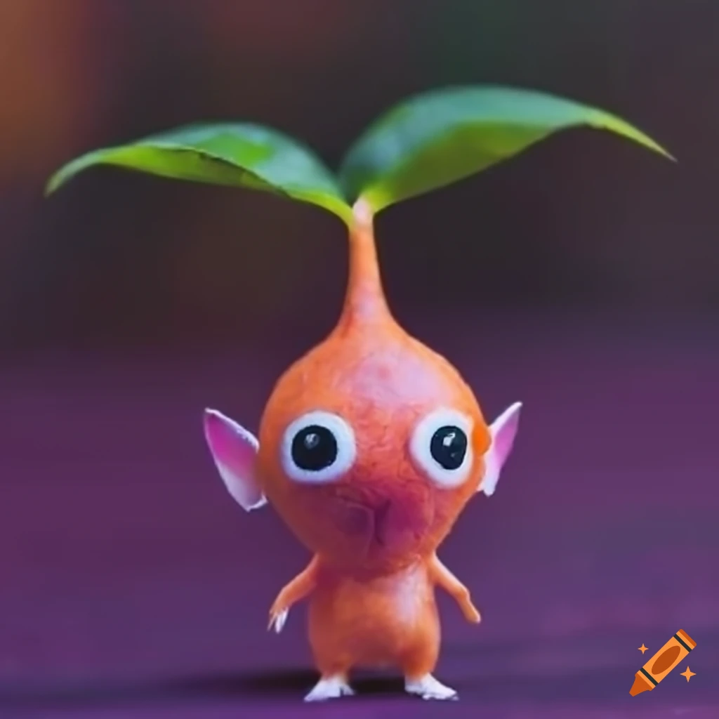 Purple pikmin in orange coloration on Craiyon