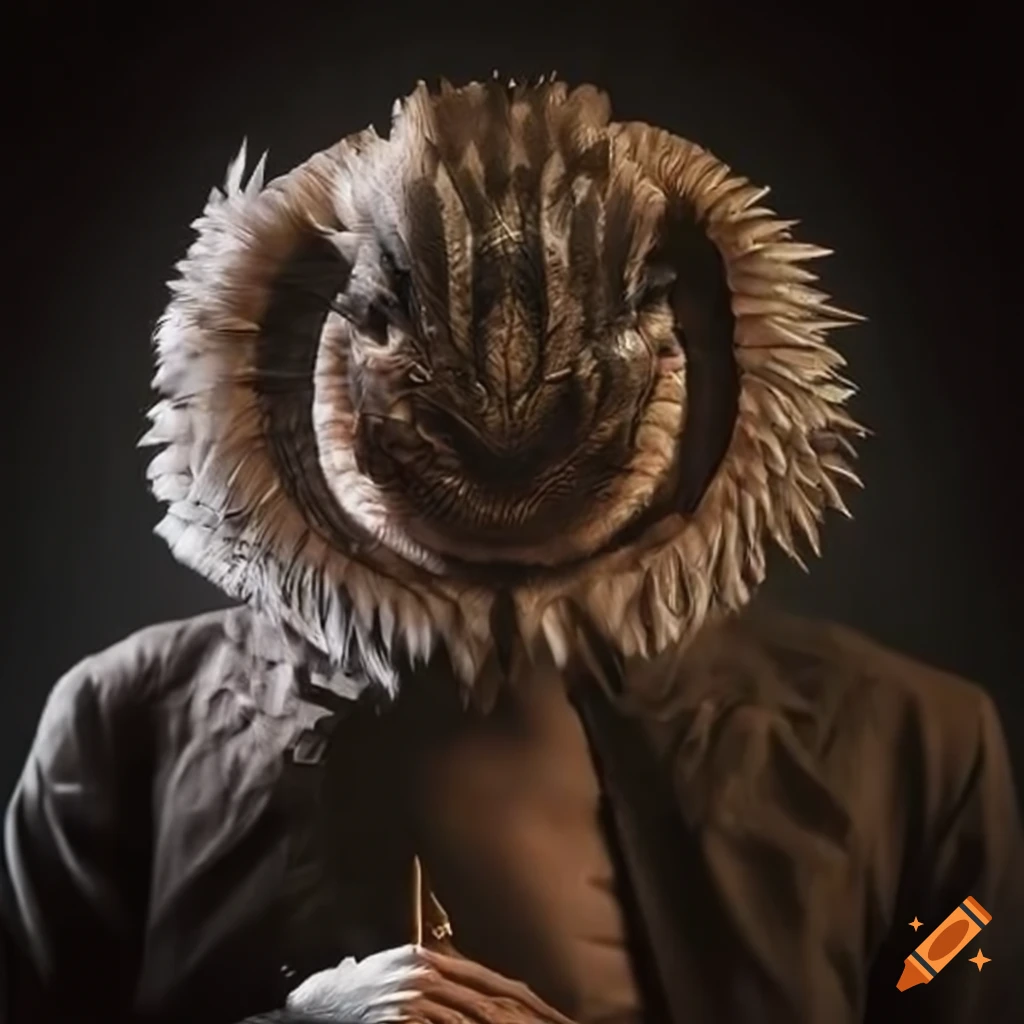 Raptor costume design for a man with detailed feather elements on Craiyon