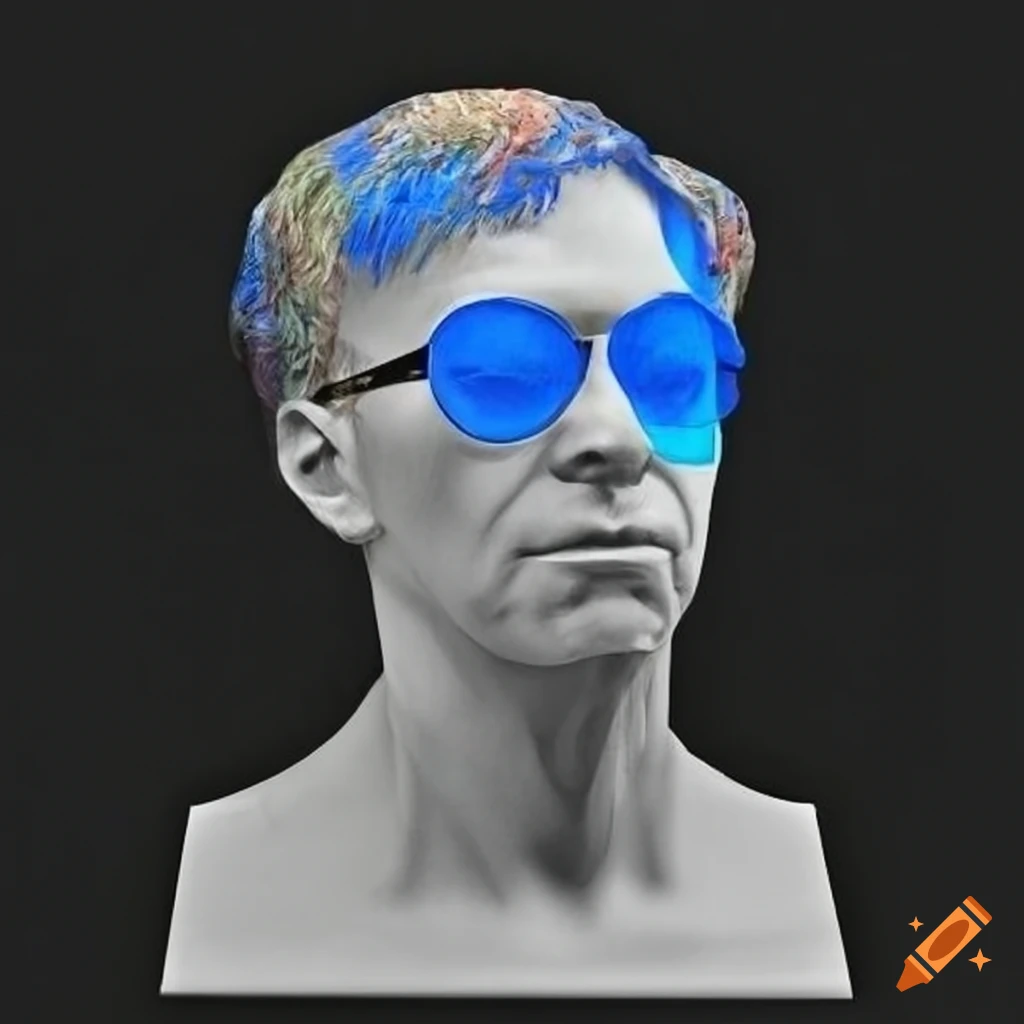 David hockney colored bust inspired by robert rauschenberg style on Craiyon