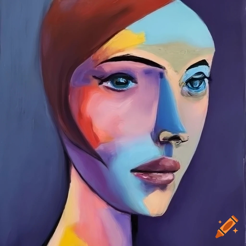 Stunning minimalist face of a woman in pastel colors on Craiyon