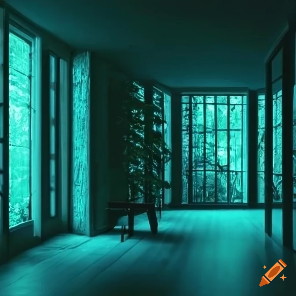 Indoor forest with white walls in a liminal space on Craiyon