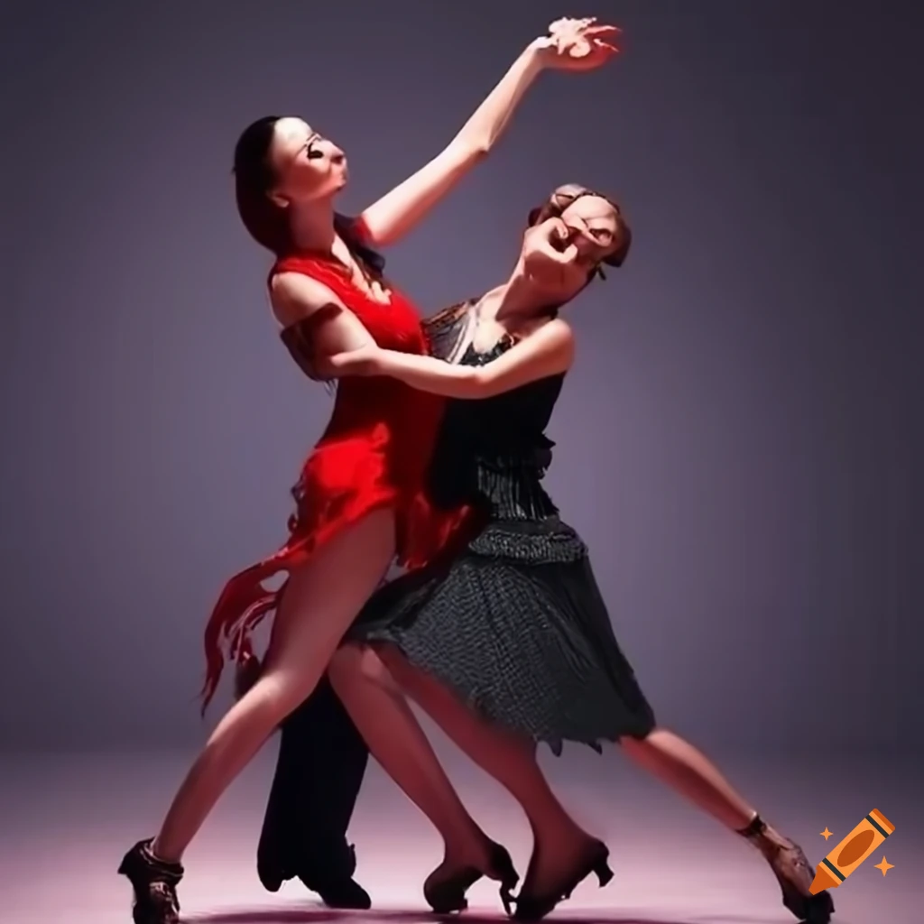 Two women dancing tango on Craiyon