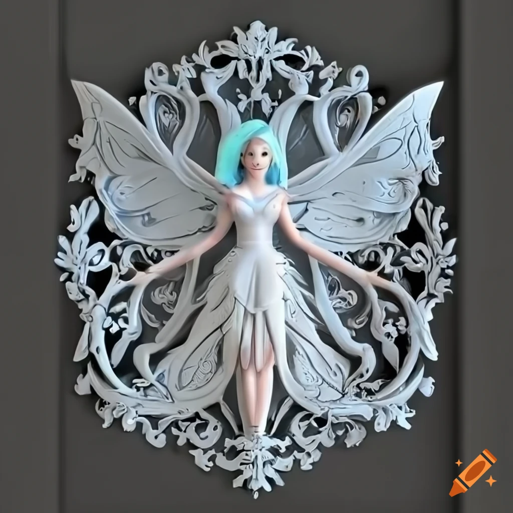 Fairy cnc stl panel in white color on Craiyon