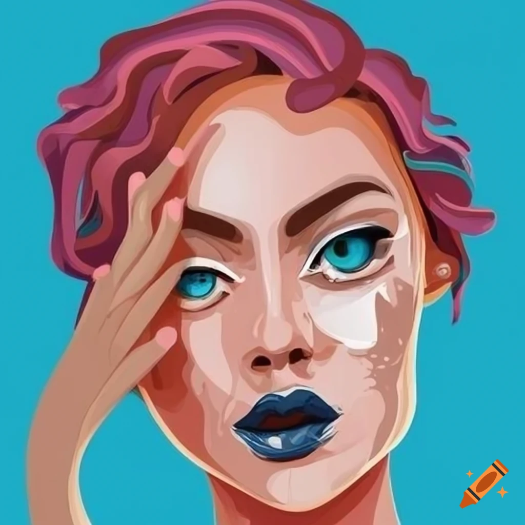 Abstract cartoon-style woman's face on Craiyon