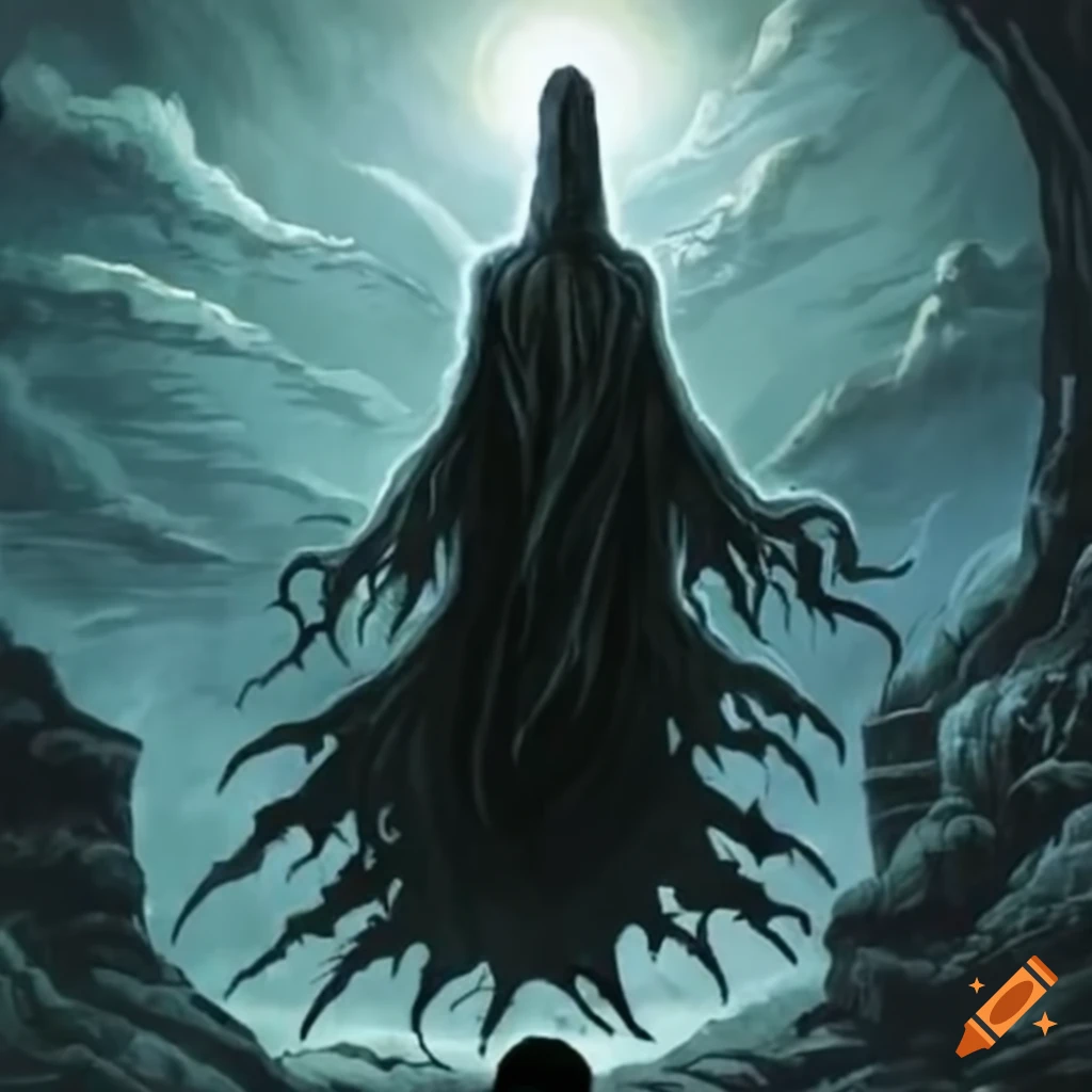 Dementor looking in a magic mirror in a dark fantasy setting on Craiyon