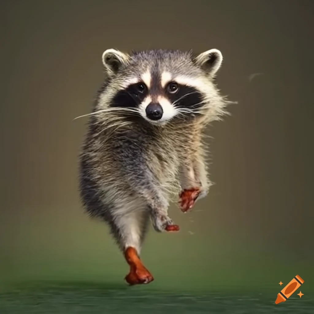 Duck raccoon hybrid running in a field on Craiyon