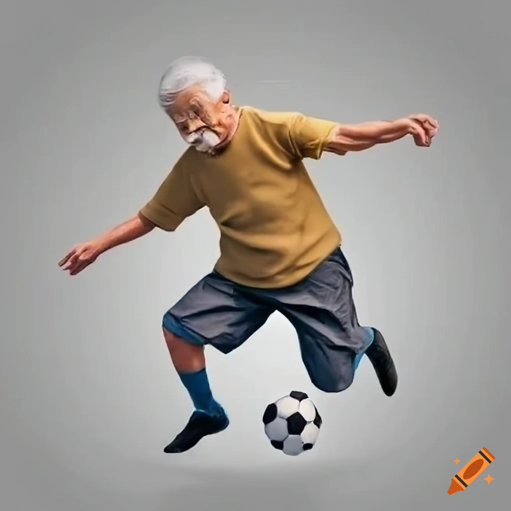 Elderly individuals playing soccer on Craiyon