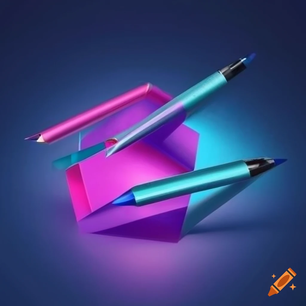 Abstract geometric composition with cyber machine elements in pencil ...