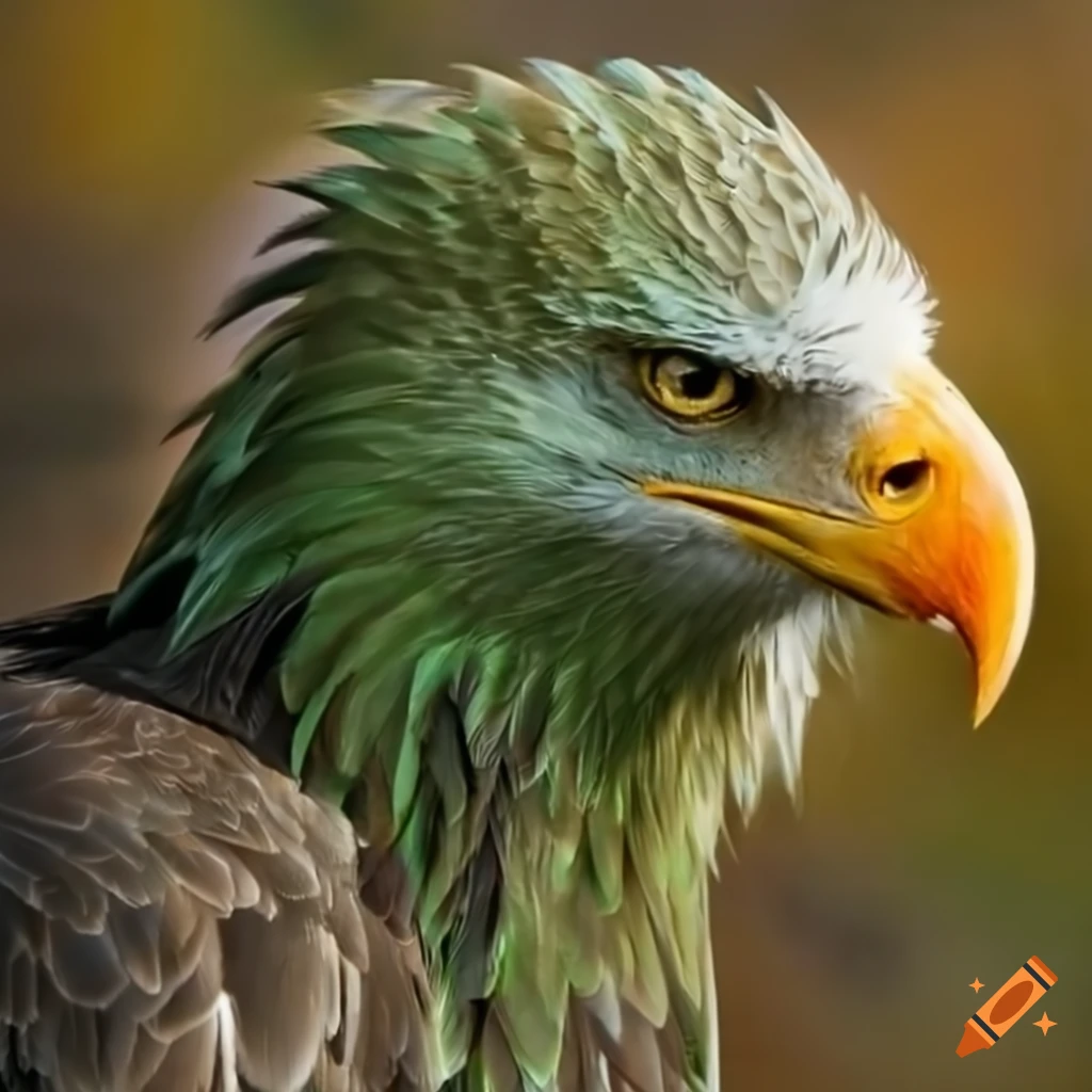 Green bald eagle on Craiyon