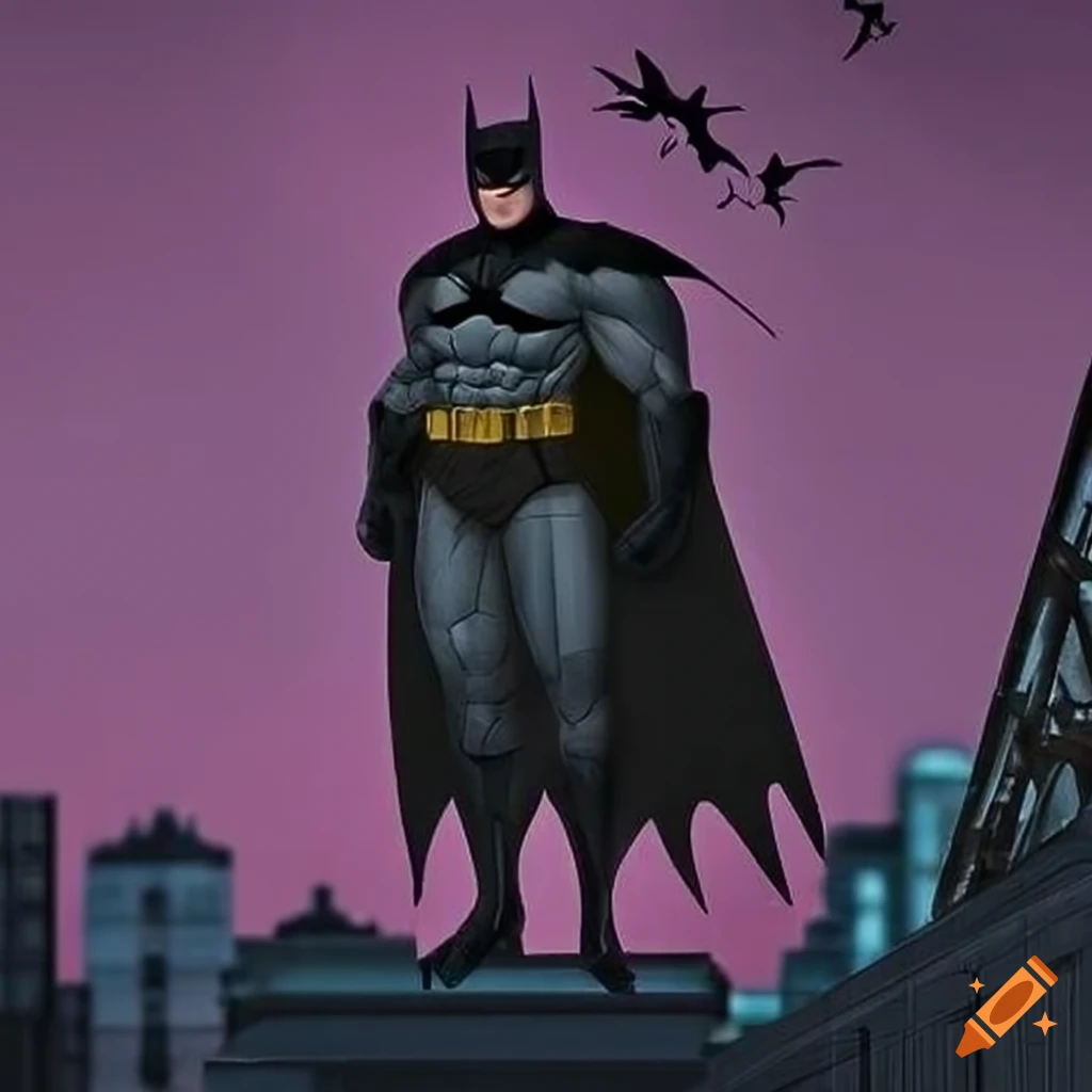 Batman standing on a rooftop on Craiyon