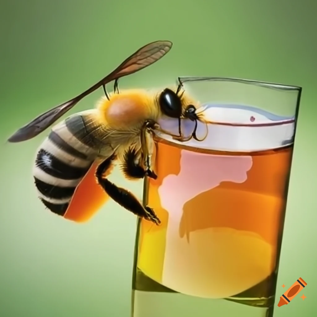 Bee drinking alcohol on Craiyon