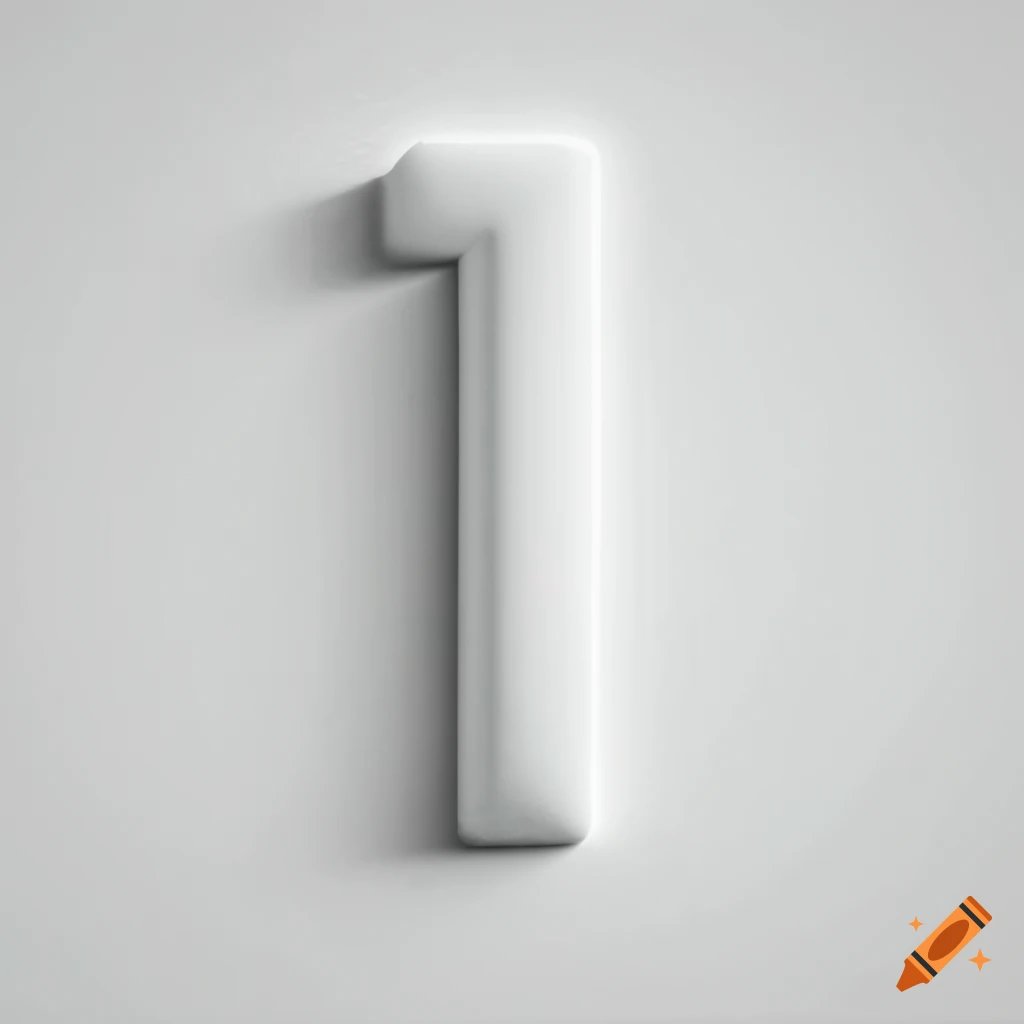 Number 1 displayed in white on white background on Craiyon