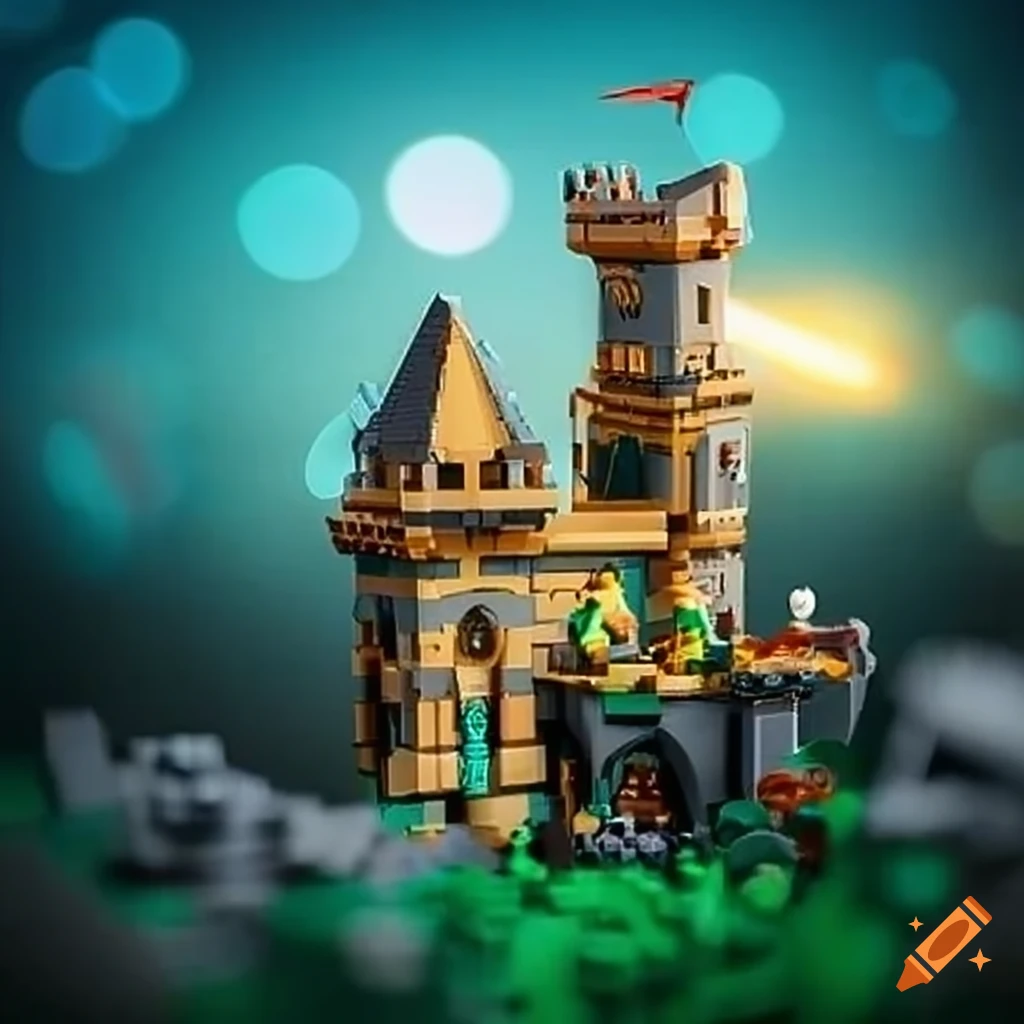 Lego fantasy castle with a dragon on Craiyon