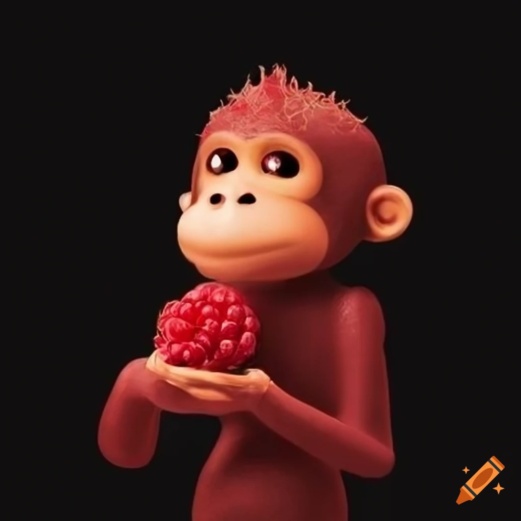 Monkey holding a raspberry on Craiyon