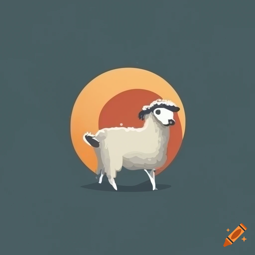 Minimalist depiction of Noah's Ark with a sheep and a guitar on Craiyon