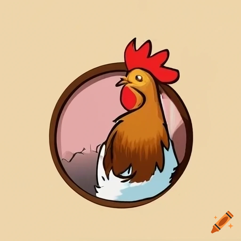 Proud hen with eggs in a circular logo design on Craiyon