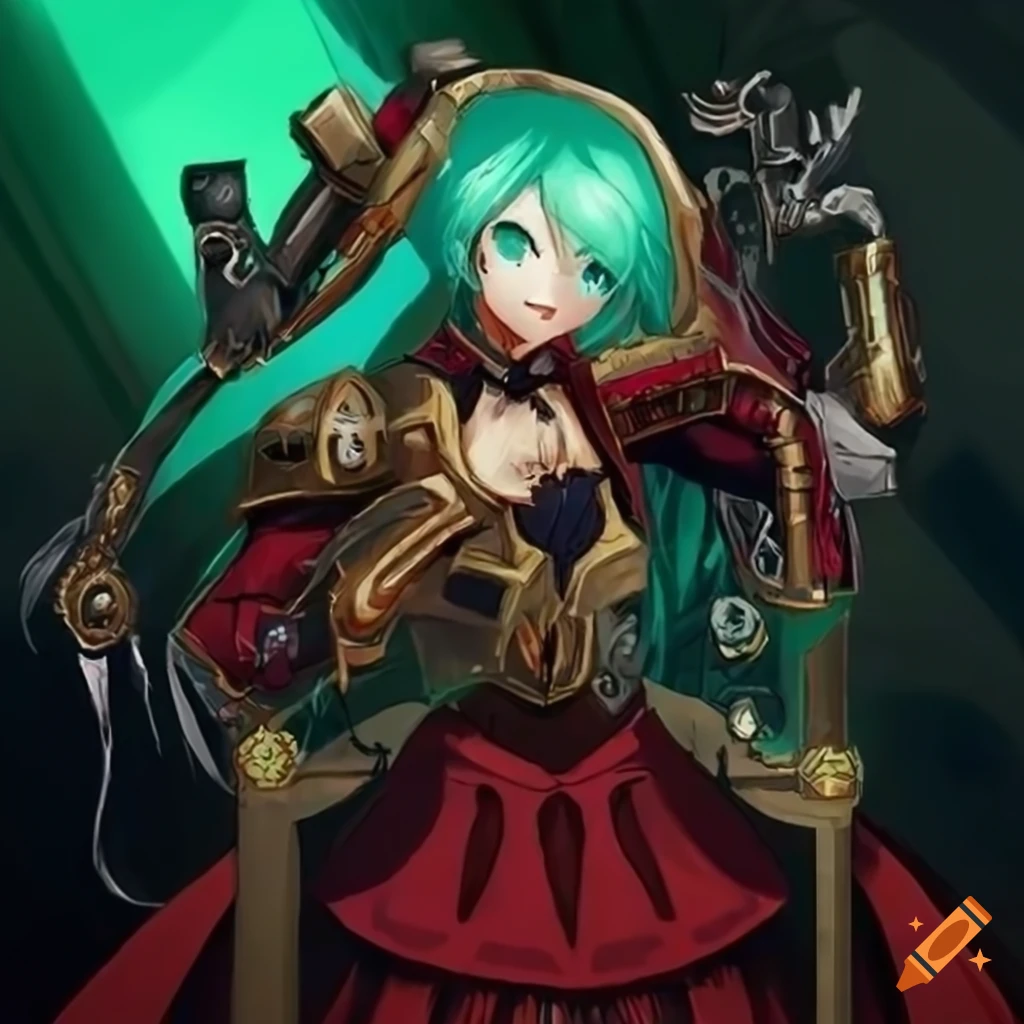 Tech Priest Explorator From Warhammer 40k And Hatsune Miku In Elegant