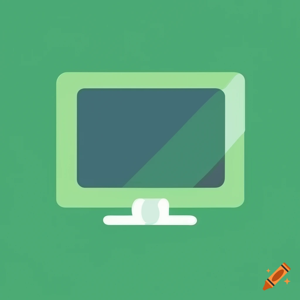Flat green computer icon on Craiyon