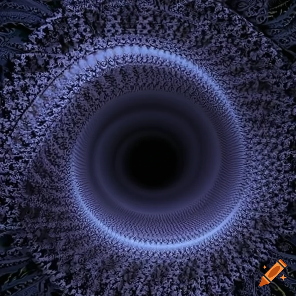 Symmetrical 3d fractal torus made of spheres spiraling towards the ...