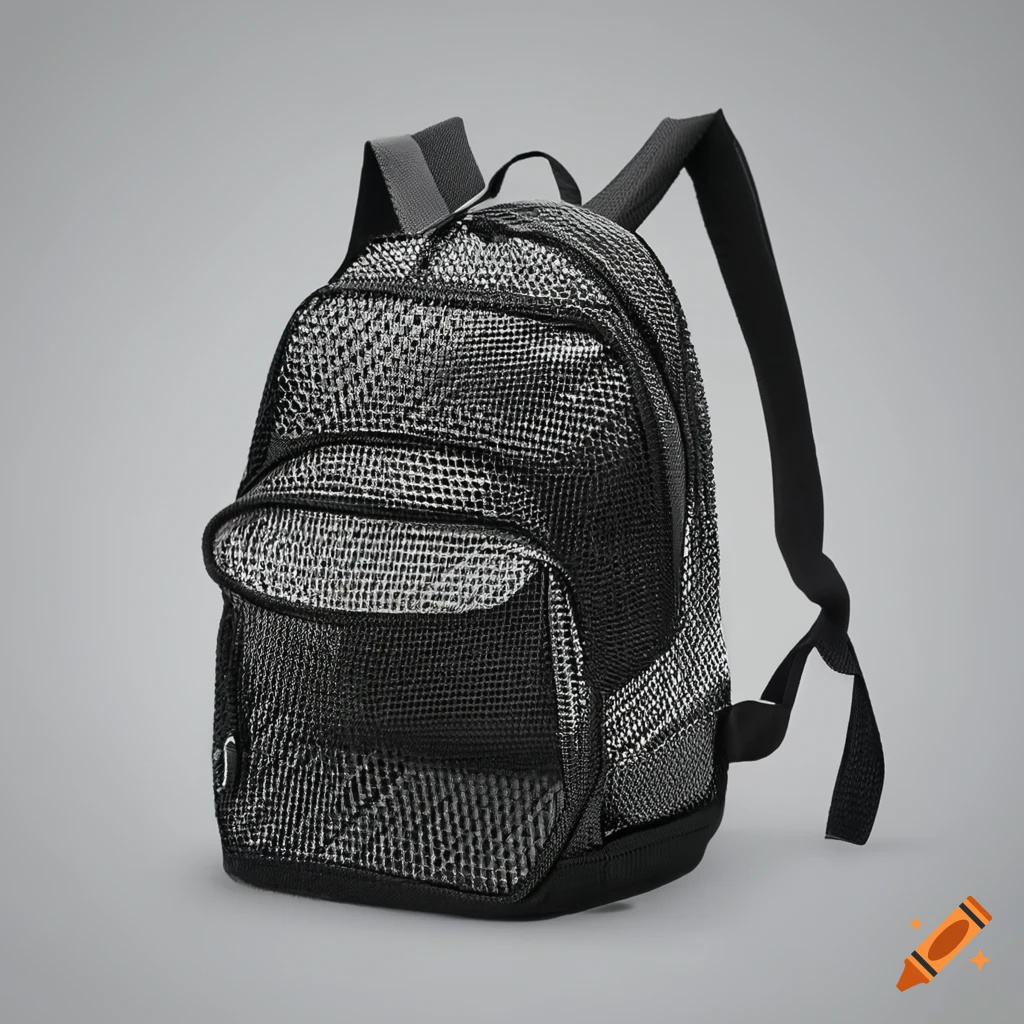 Black mesh backpack on Craiyon