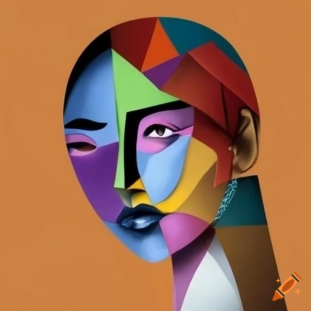 Abstract minimalist cubism portrait of a woman's face on Craiyon