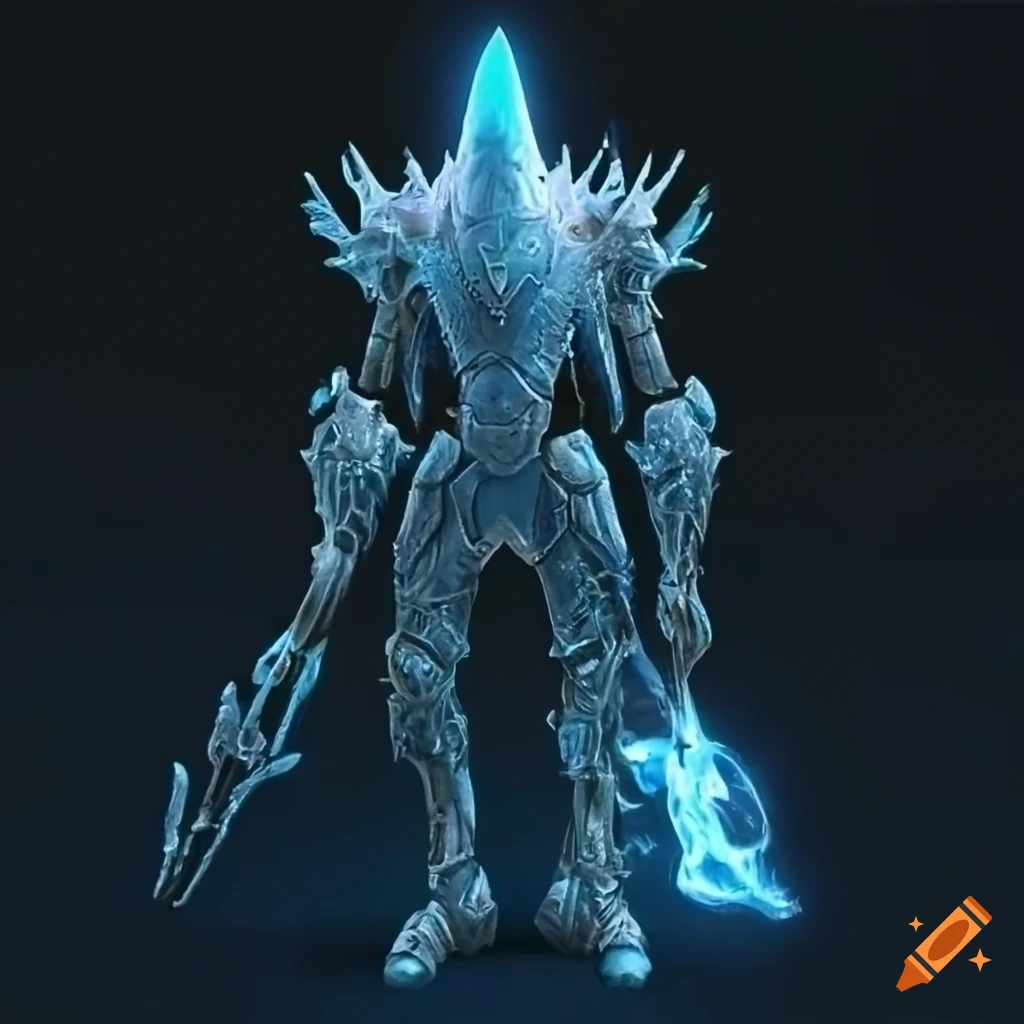 Moonstone alien knights with glowing white spears on Craiyon