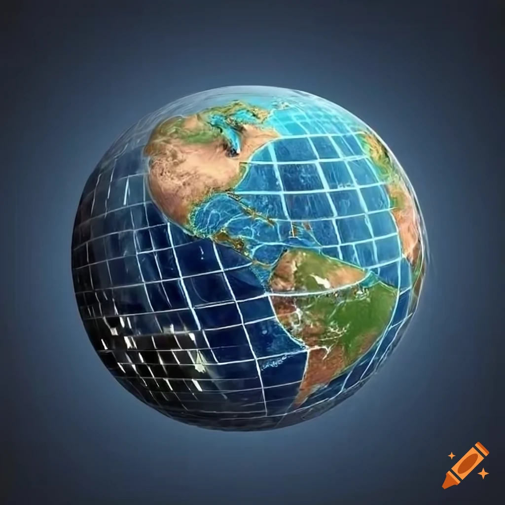 Detailed scientific diagram of planet earth with disco ball emerging on ...