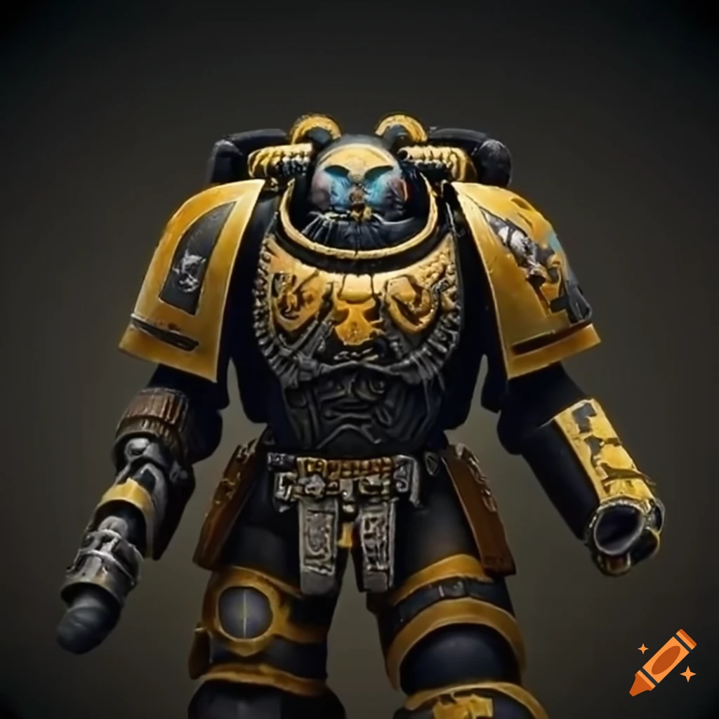 Bee-themed Warhammer 40k space marine in futuristic armor on Craiyon