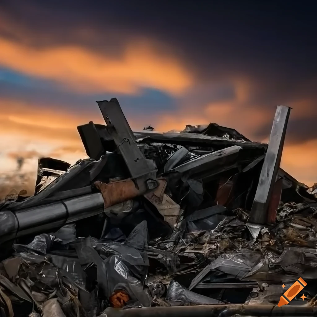 Weapons hidden under drapery in a chaotic junk-filled destroyed ...