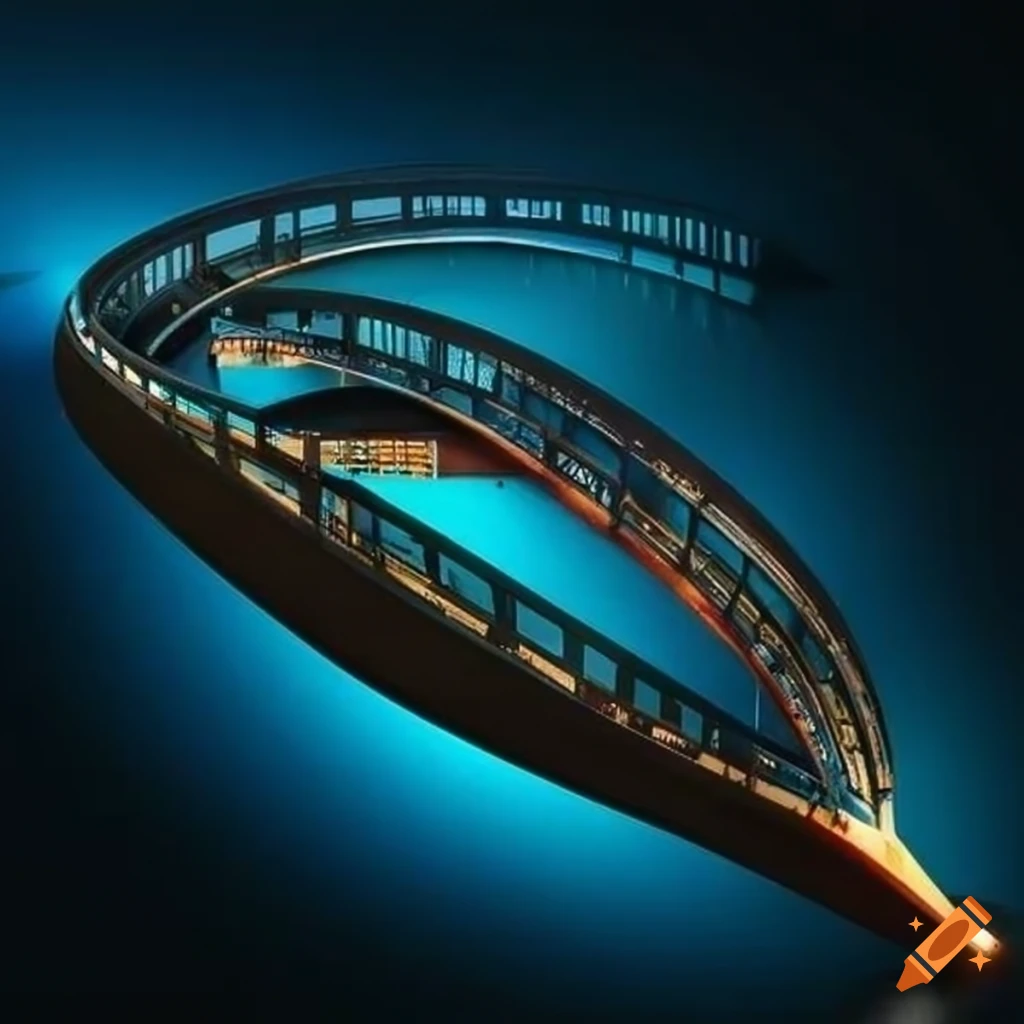 Circular bridge crossing vibrant traffic circles on Craiyon