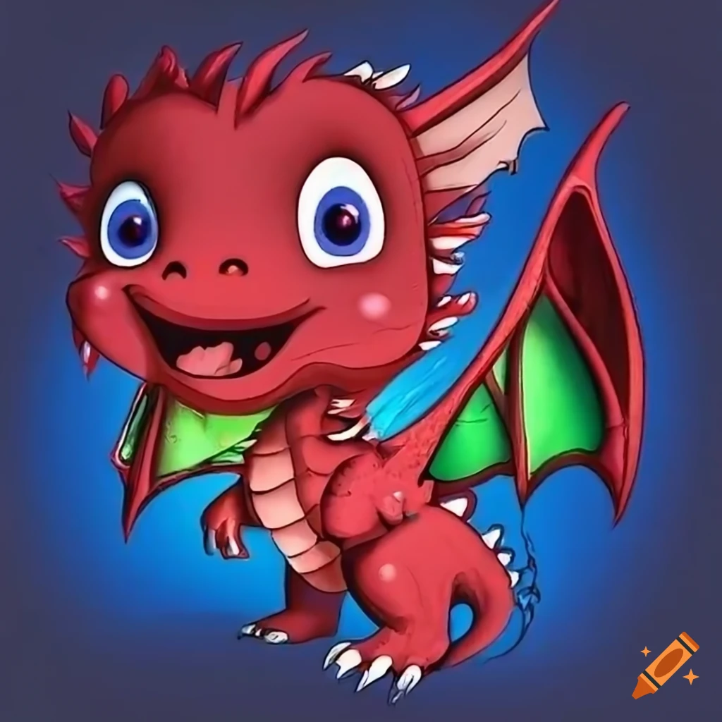 Cute little red dragon with a sharp outline on Craiyon