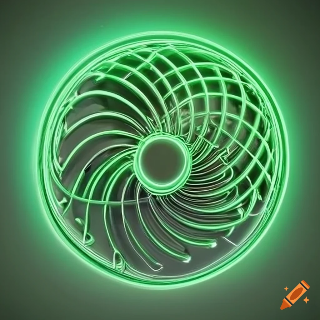 Green neon lit fan on Craiyon