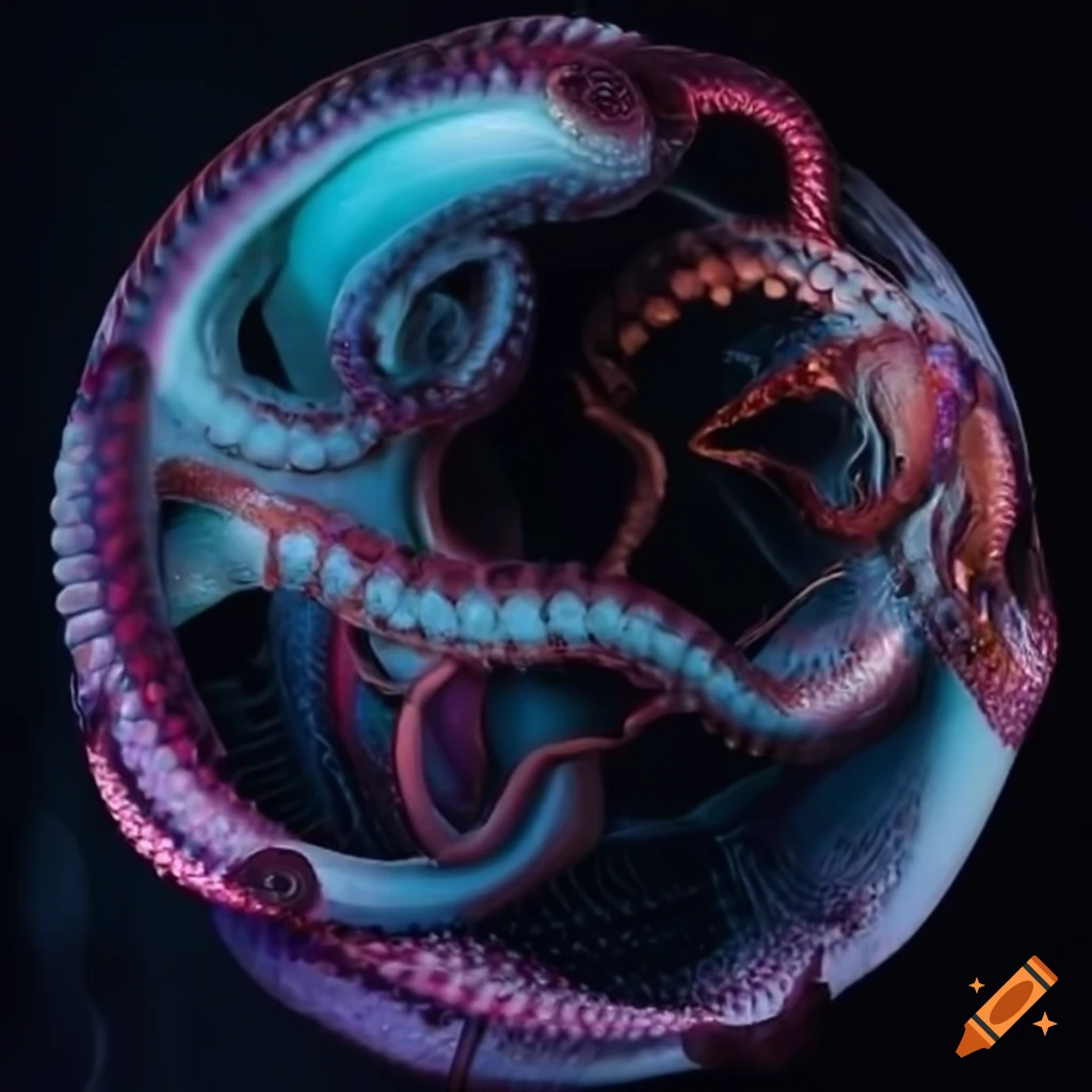 Abstract tentacles grabbing a sphere on Craiyon