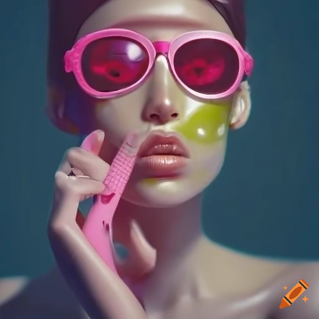 French high fashion vogue model in cream and pastel clothes with random ...