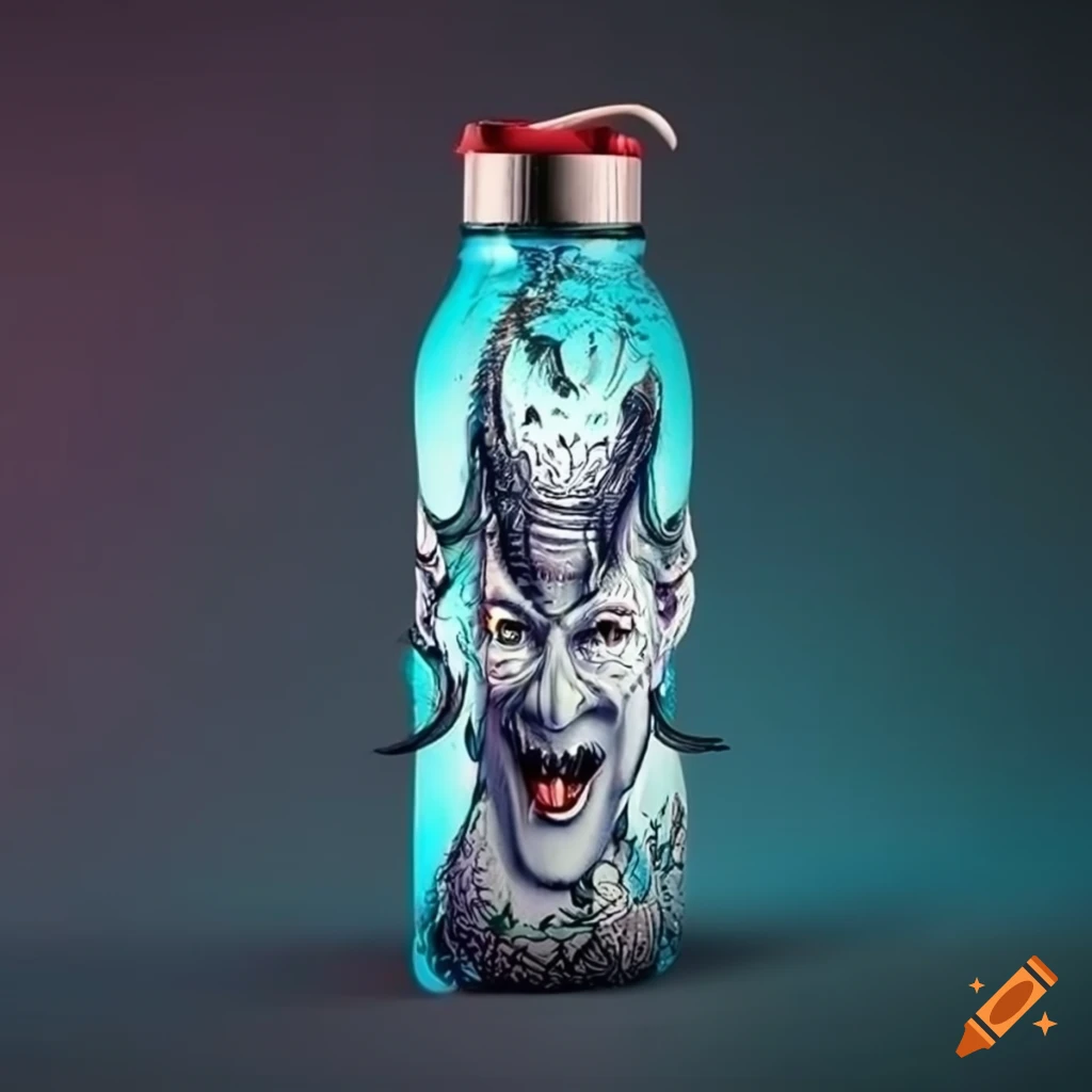 Water bottle with devil print on Craiyon