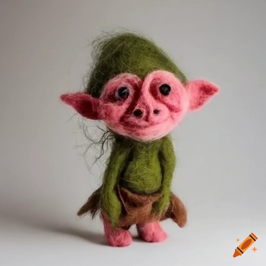 Felted wool creature resembling a goblin fairy troll on Craiyon
