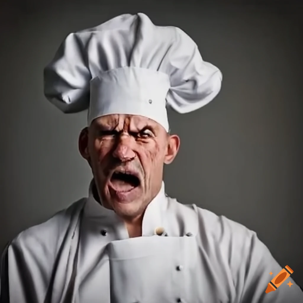 Angry chef with a chef's hat on Craiyon