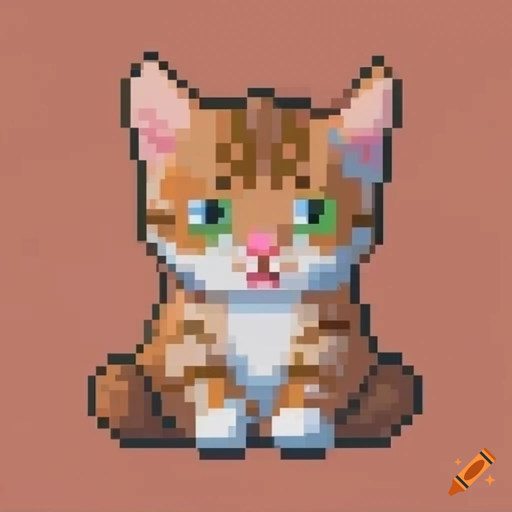 Pixel art style cute orange kitten on Craiyon