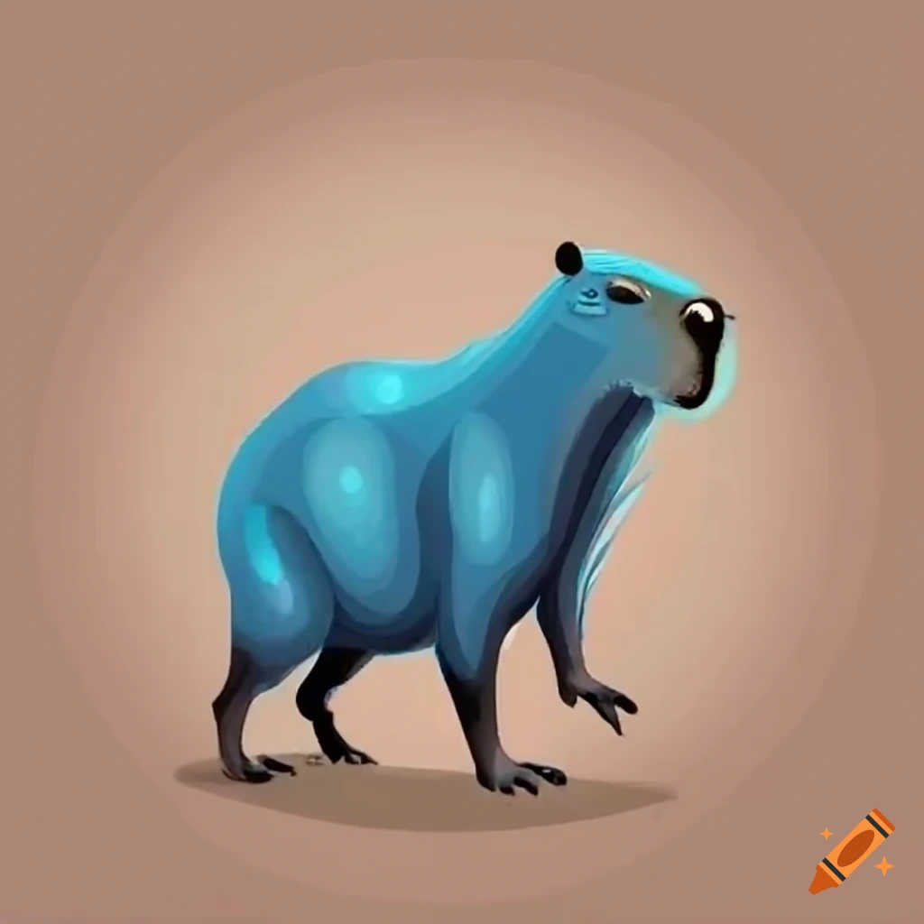 Blue capybara dancing on Craiyon