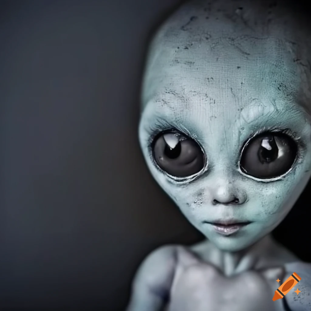 Cute gray alien girl on Craiyon